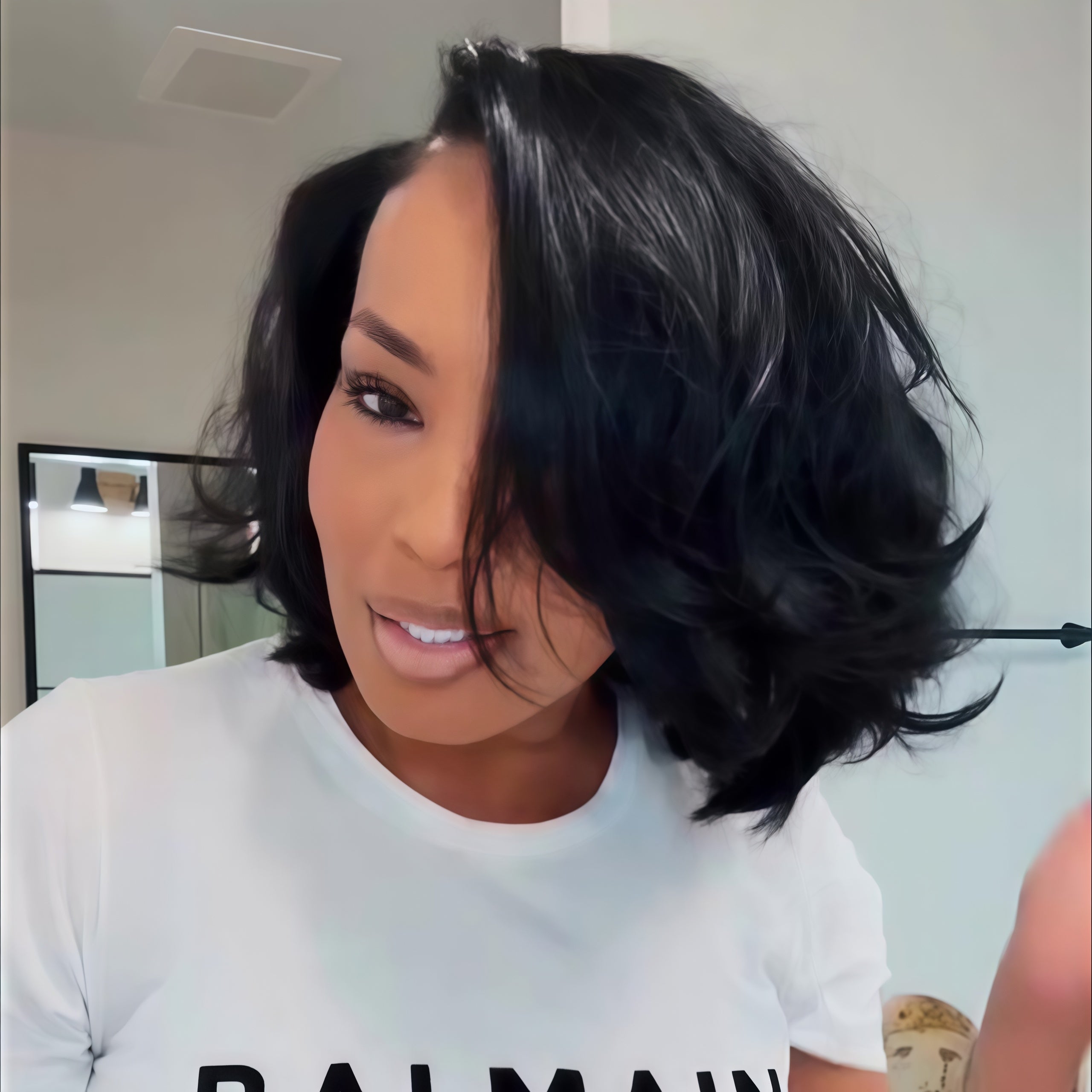 Natural Parted Slightly Curly Bob 5×5 Lace Closure Wig – ZORA NEAL