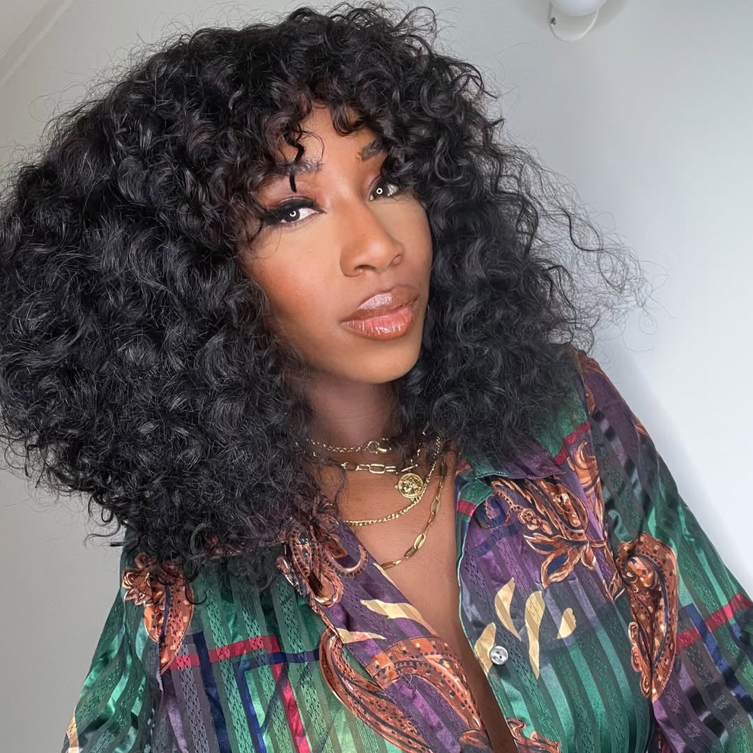 Middle Part Put On & Go Voluminous Afro Curly Bob Wig – ZORA NEAL