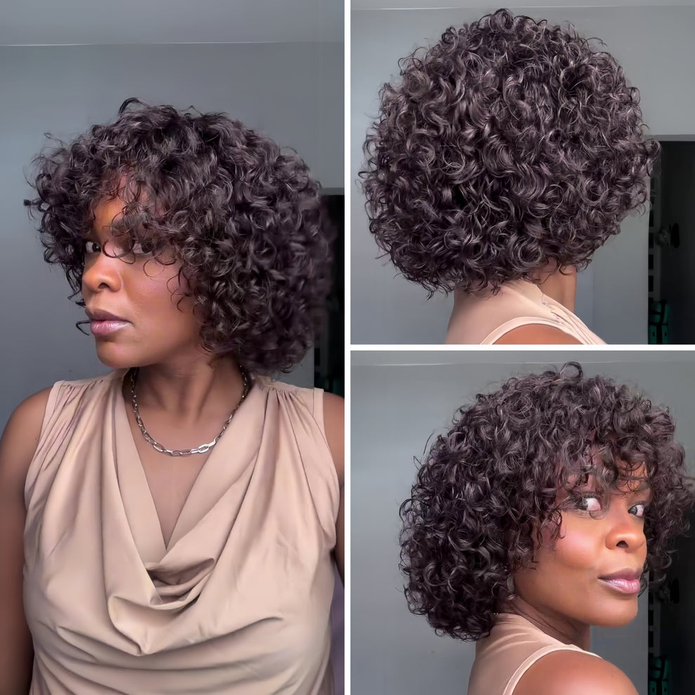 Voluminous Short Cut Curly Bob Wig 100% Human Hair – ZORA NEAL